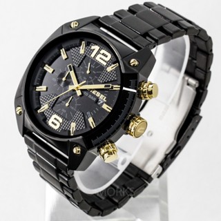 DIESEL DZ4504 手錶 49mm 三眼計時 日期視窗 黑面盤 黑鋼錶帶 男錶女錶 | 蝦皮購物