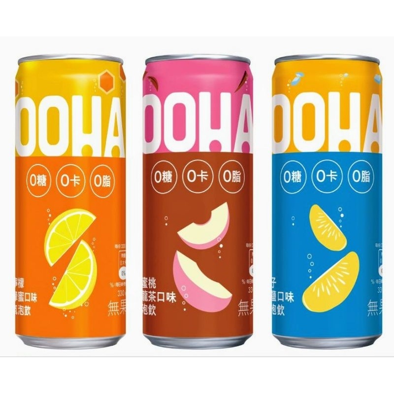OOHA 氣泡飲 柚子海鹽 +蜜桃烏龍+檸檬蜂蜜 易開罐 330ml 套組 5％蝦幣回饋 | 蝦皮購物