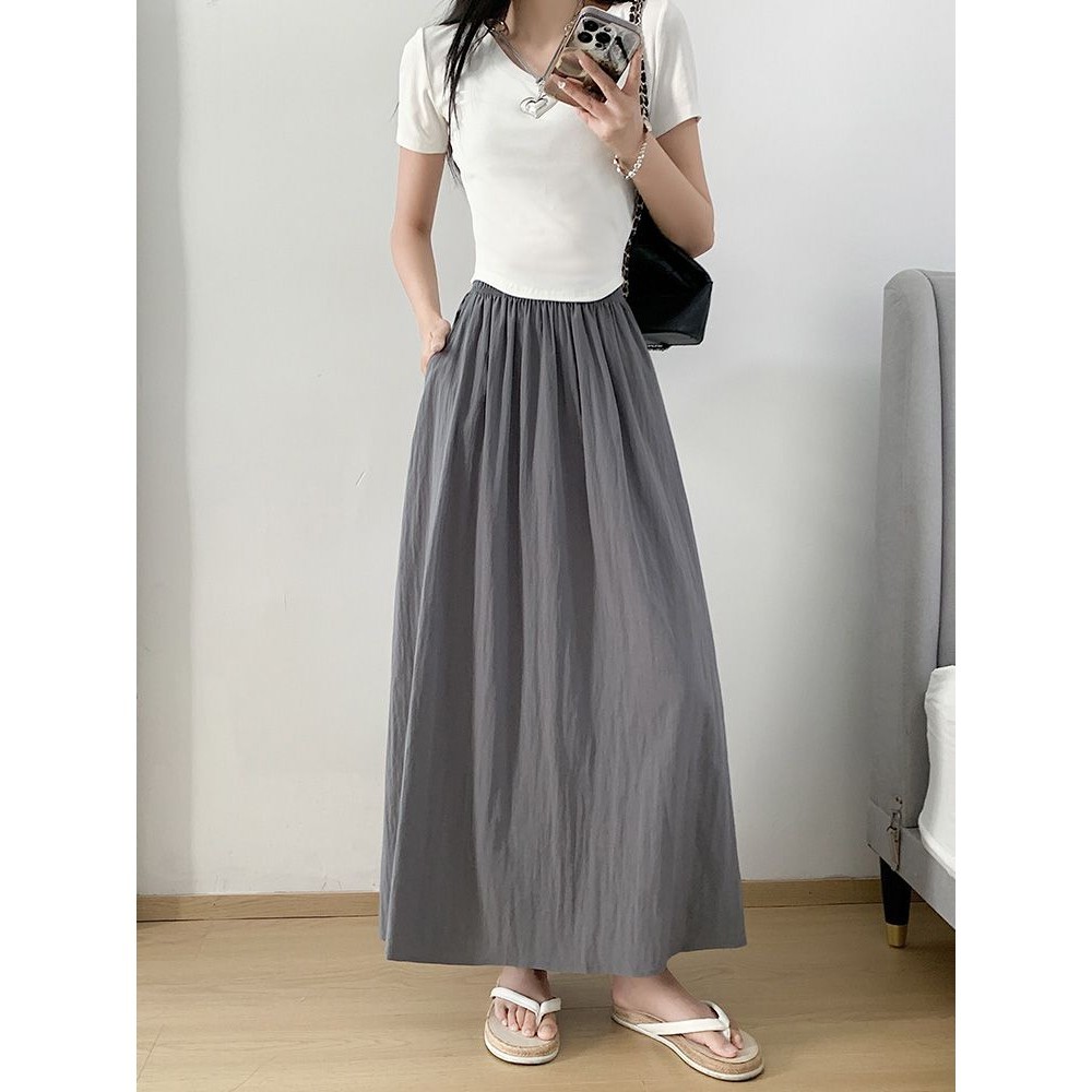 【梨mm】S-4XL 山本風裙子女 夏天衣服 半身裙 小個子長裙 高腰長裙 顯瘦長裙 大擺裙 中長款 a字裙 傘裙 | 蝦皮購物