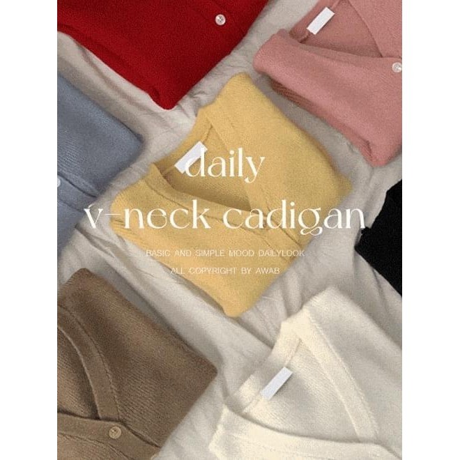 【Codibook】韓國 AWAB 柔感V領落肩排釦針織外套[預購]針織外套 女裝 | 蝦皮購物