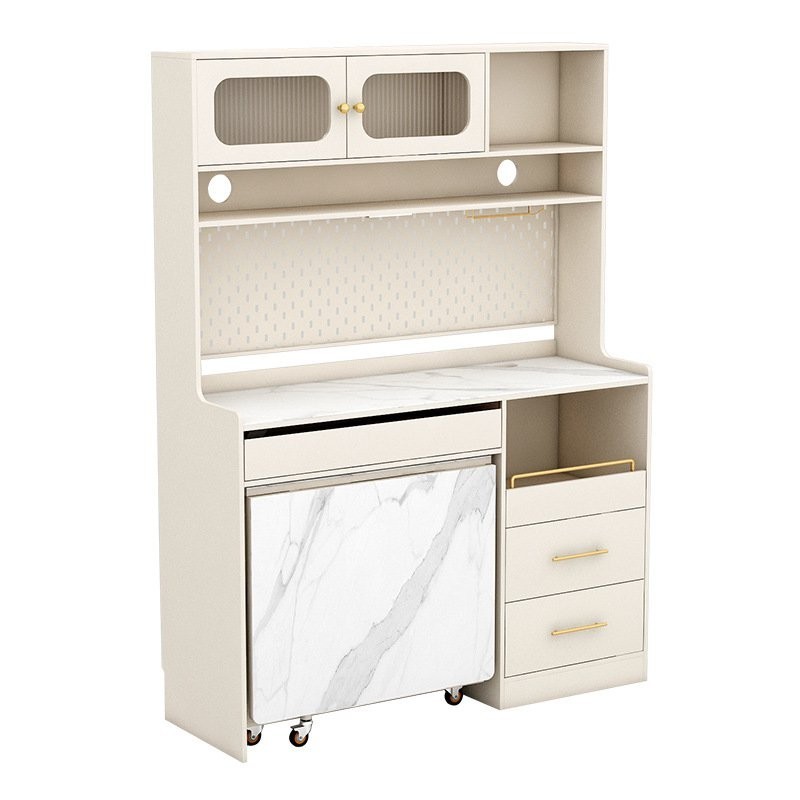 餐桌 大理石餐桌 桌子 餐桌椅 折疊餐桌 客廳桌 圓桌 輕奢巖闆餐桌餐邊櫃廚房一體多功能儲物桌簡約客廳可折疊飯桌 VOC | 蝦皮購物