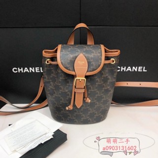 CELINE 賽琳 Triomphe 凱旋門 老花 mini 翻蓋雙肩包 後背包 小書包Lisa同款197662 | 蝦皮購物