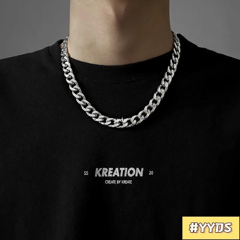 yyds 鈦鋼不掉色粗鏈子 古巴鏈項鍊女 男潮ins歐美街頭嘻哈衛衣鏈子配飾 | 蝦皮購物