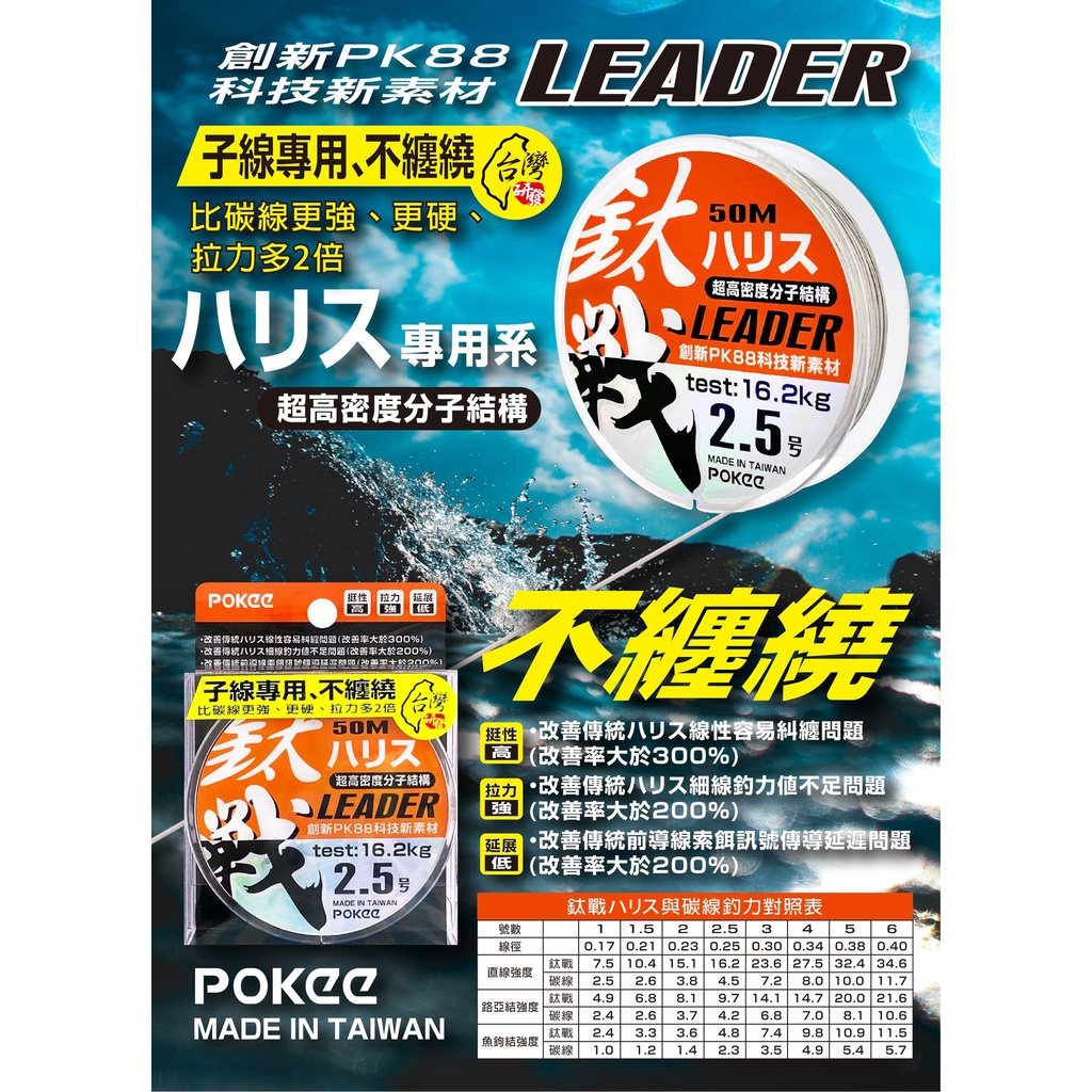 【漁天樂商行】太平洋POKEE 鈦戰子線 50m 比碳纖更強 更硬 拉力更強 磯釣 池釣 海釣 碳纖線 釣魚配件 | 蝦皮購物