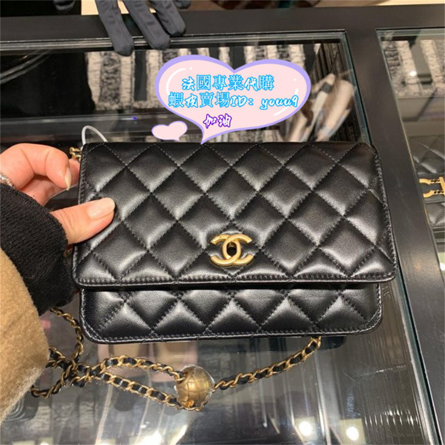 現貨+免運 CHANEL 香奈兒 金球 鏈子皮夾 WOC發財包 小羊皮金扣鏈條包 AP1450 肩背包 單肩包 | 蝦皮購物