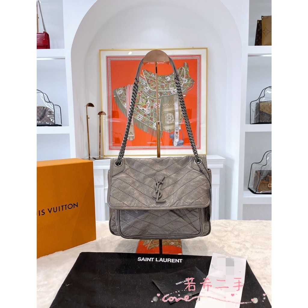 二手 YSL 聖羅蘭 NIKI 中號 大象灰 郵差包 流浪包 單肩包 斜背包 633158 | 蝦皮購物