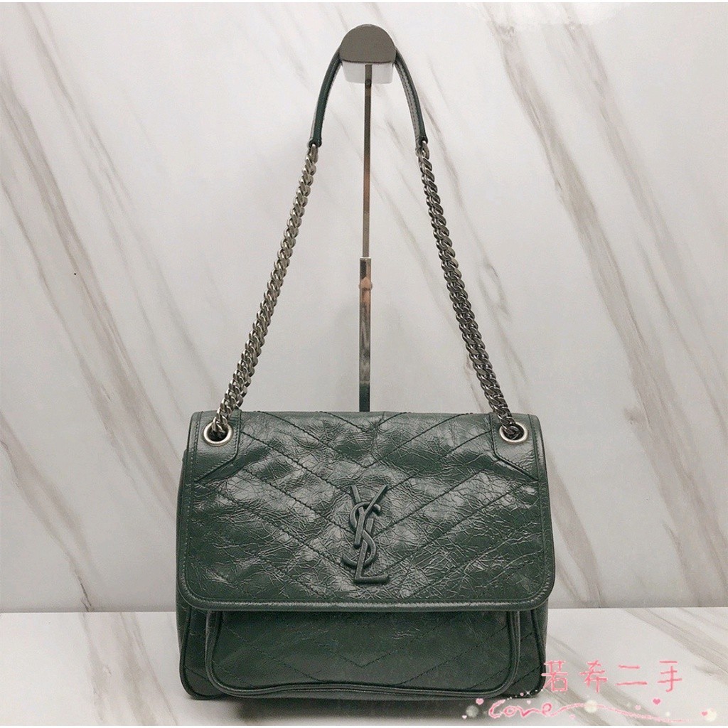 二手 YSL 聖羅蘭 498894 墨綠色 NIKI 中號 郵差包/流浪包/單肩包/斜背包 633158 | 蝦皮購物