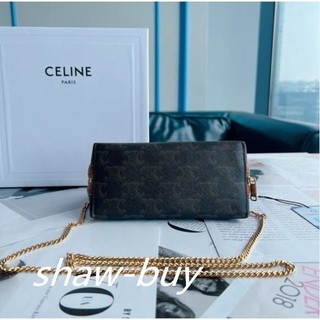 現貨Shaw 英國二手二手 CELINE 賽琳 標誌印花 凱旋門老花 貝殼包 斜挎包 鏈條包 10E382 現貨+免運 | 蝦皮購物
