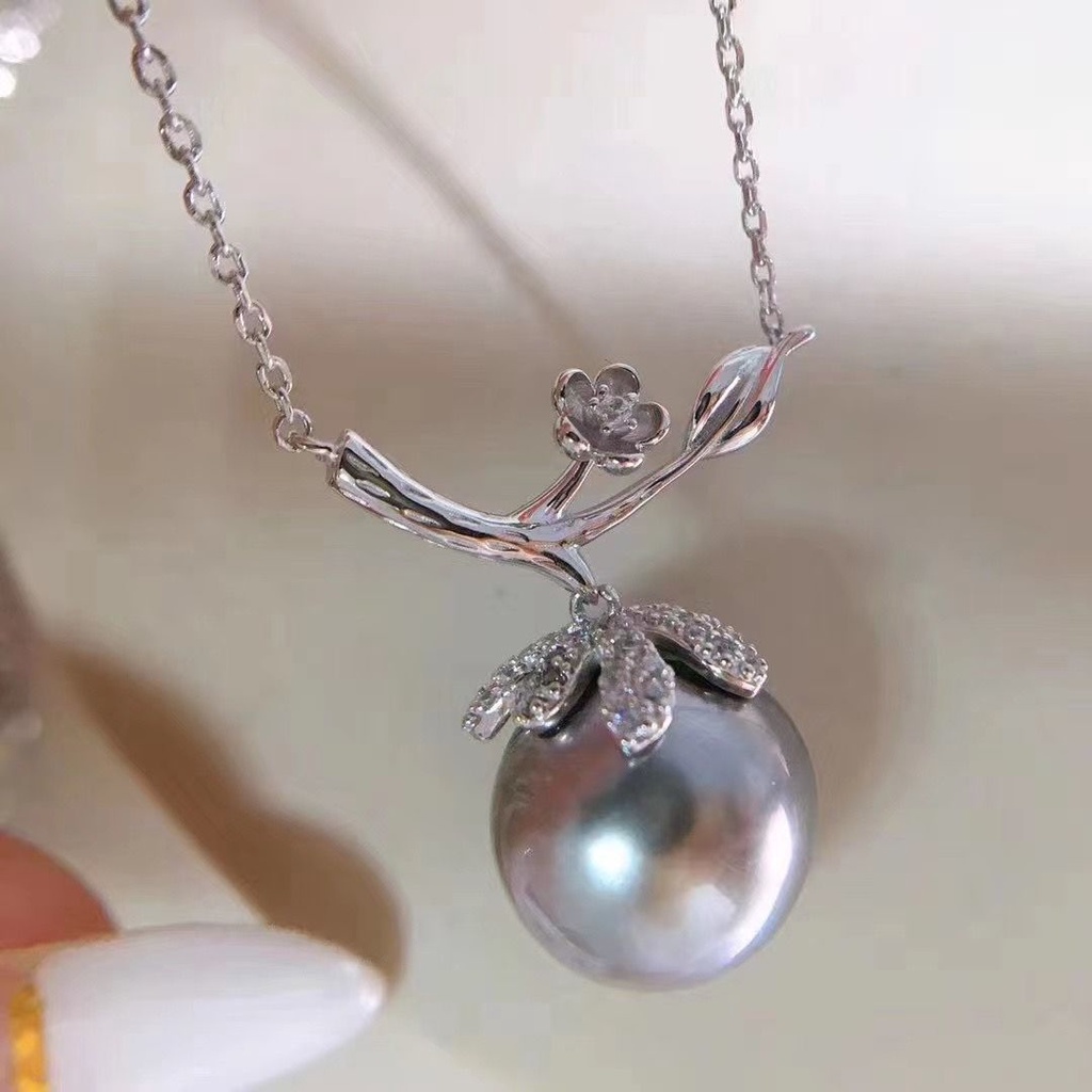 【財運閣】【珍珠項鏈】diy珍珠配件項鏈 S925純銀 珍珠8--12mm 精致花型套鏈時尚空托女 | 蝦皮購物