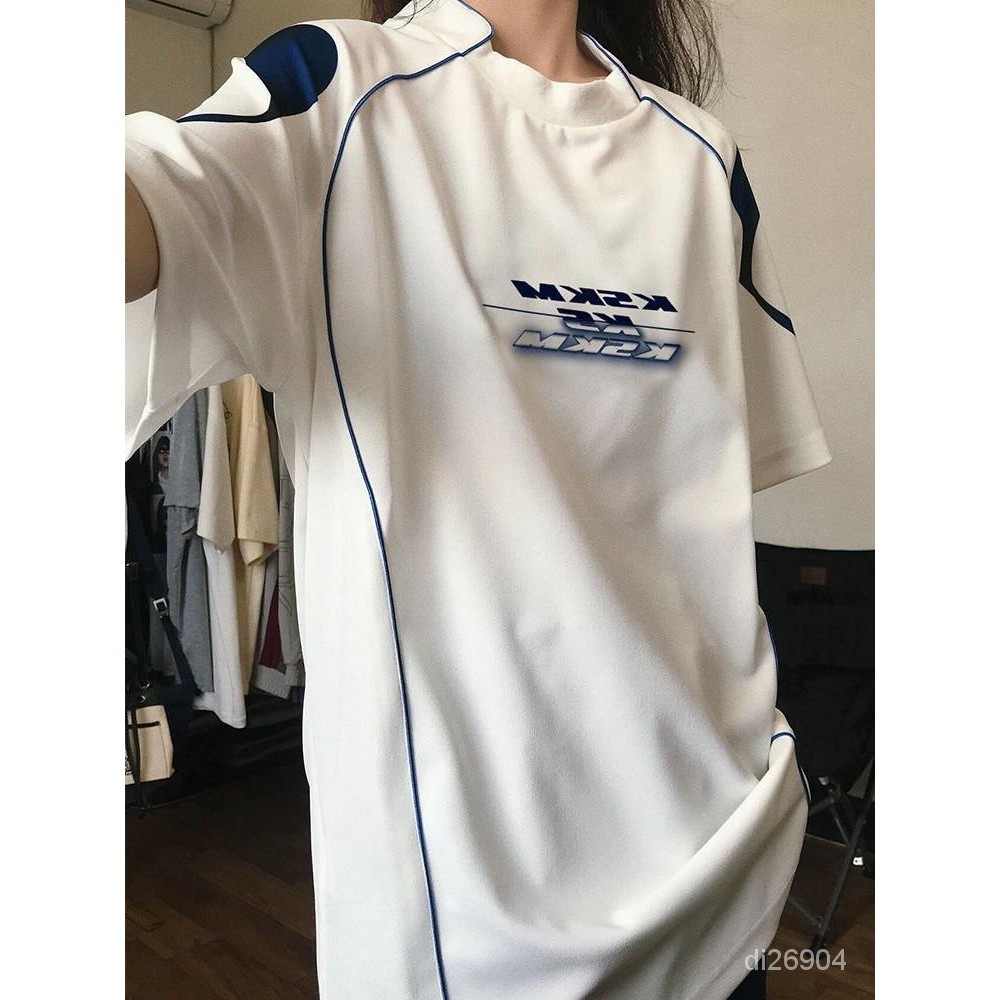 胖MM2-300斤特大碼綫頭機能短袖T恤女設計感小衆複古高街情侶上衣 | 蝦皮購物