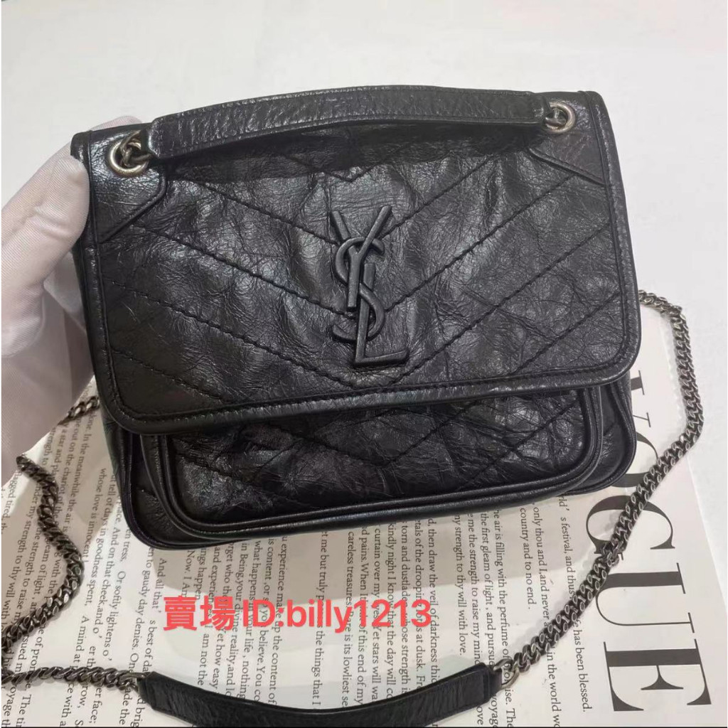 世嘉二手 YSL 聖羅蘭 NIKI 中號 黑色 鏈條 郵差包/流浪包/斜背包/單肩包/腋下包 633158 | 蝦皮購物