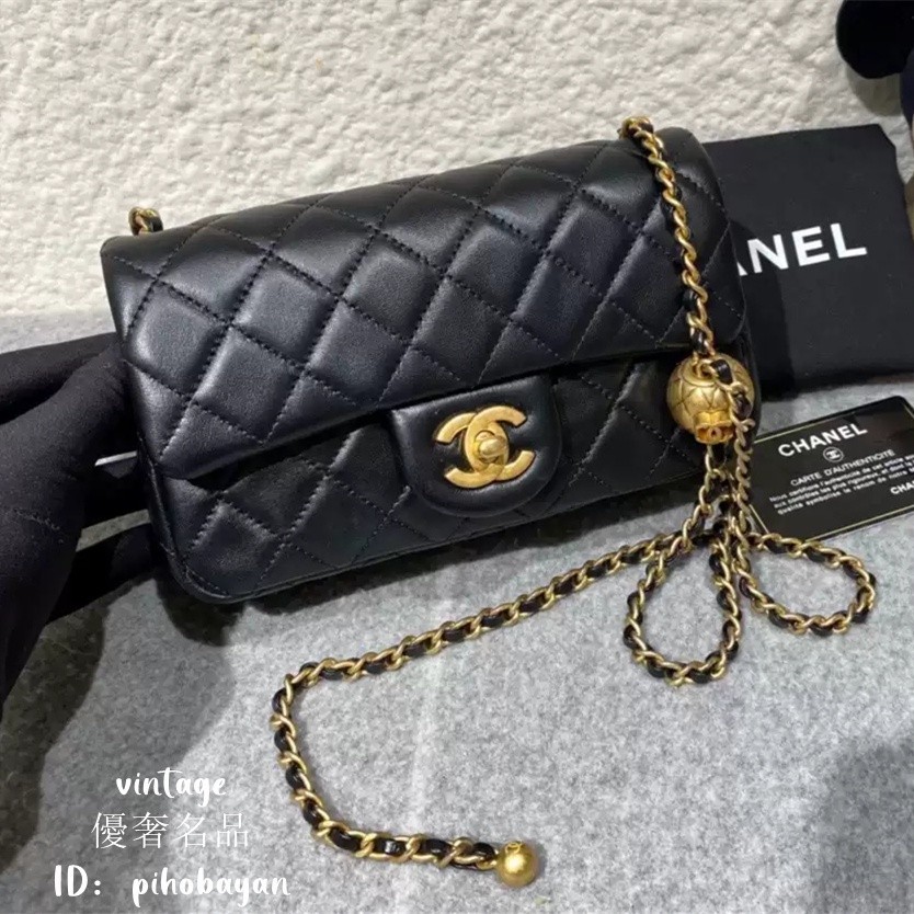 CHANEL 迷你口蓋包 AS1787 香奈兒 小金球 cf mini 鏈條包 單肩包 斜挎包 | 蝦皮購物