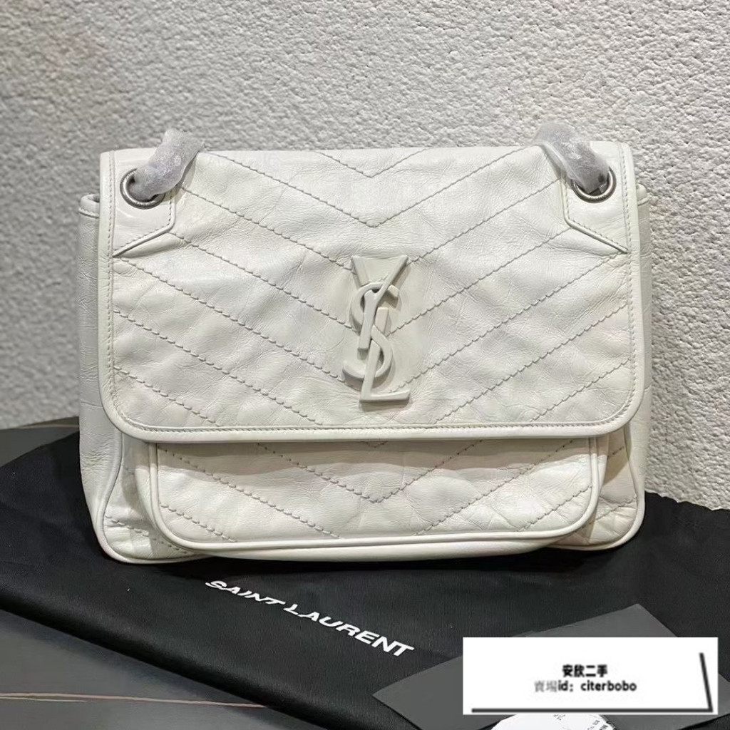 精品二手 YSL 聖羅蘭 NIKI 中號 奶油白 郵差包 流浪包 單肩包 斜背包 633158 | 蝦皮購物