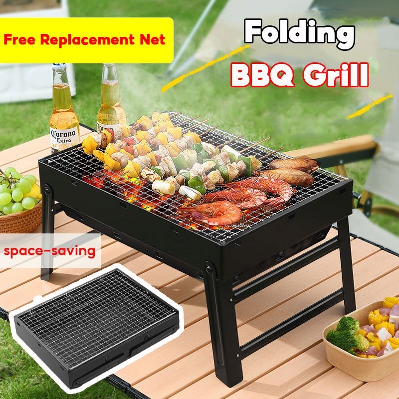 Foldable BBQ outdoor charcoal grill BBQ pit portable stainle | 蝦皮購物