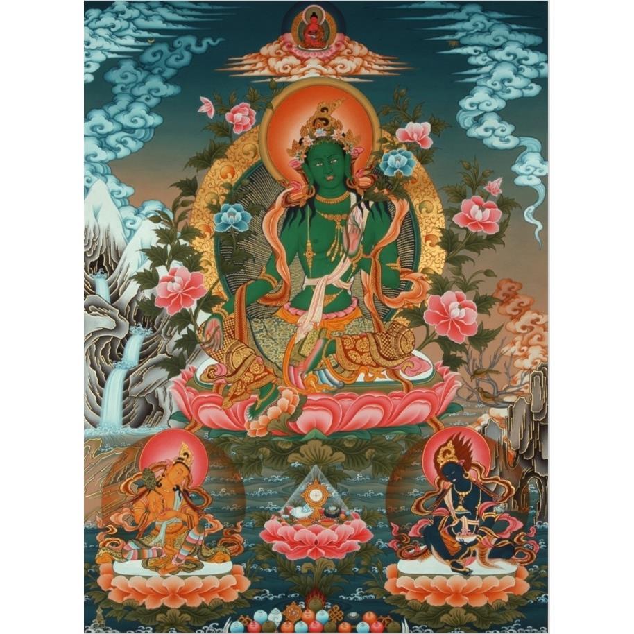 *緣結結緣手繪西藏密宗綠度母佛像畫像唐卡相片牌佛菩薩掛畫像貼墻塑封 | 蝦皮購物