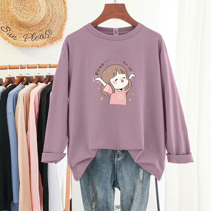 M-5XL 台灣出貨 胖mm大碼長袖T恤女 韓版T恤 正肩長袖上衣 大碼女裝 寬鬆顯瘦休閑百搭上衣 大尺碼T恤 圓領上衣 | 蝦皮購物