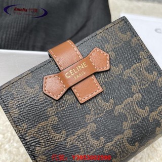 《Shaw英國二手》CELINE 賽琳 TRIOMPHE凱旋門印花標誌 小號 對折 短夾 皮夾 錢包 現貨+免運 | 蝦皮購物
