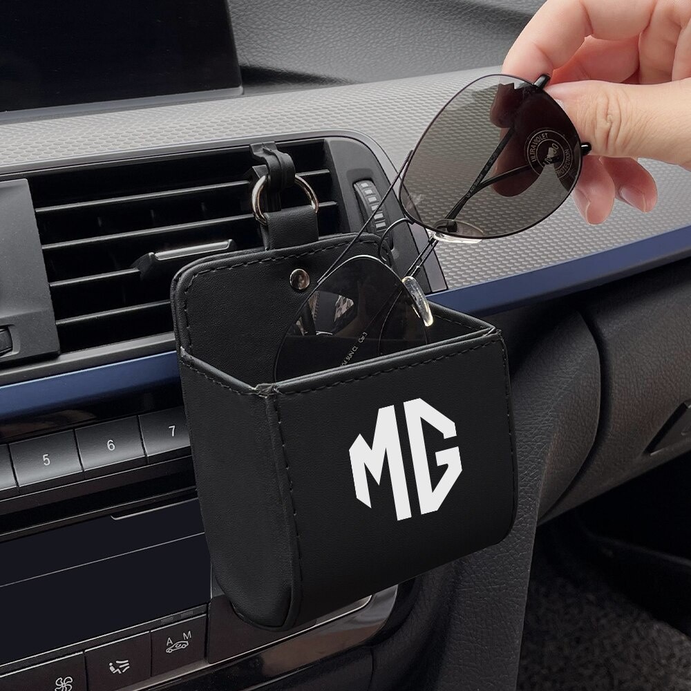新竹免運♕名爵MG3 MG5 MG6 MG7 HS汽车储物收纳挂袋 车标皮革车载空调出风口置物桶 车内手机零钱杂物收纳袋 | 蝦皮購物