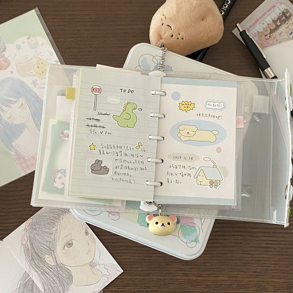 桃園出貨 小紅書同款ins奶白m5手賬本diy韓版簡約少女心高顏值pvc活頁筆記 | 蝦皮購物