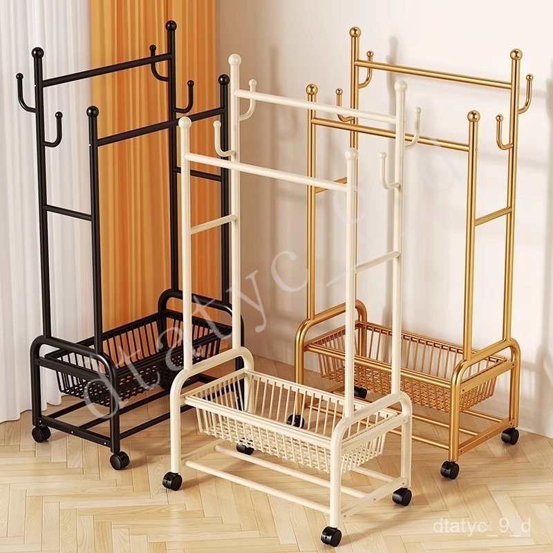 {保固~免稅}掛衣架落地臥室加厚加粗客廳可移動衣服架子落地式簡易雙桿衣帽架 VEBO | 蝦皮購物