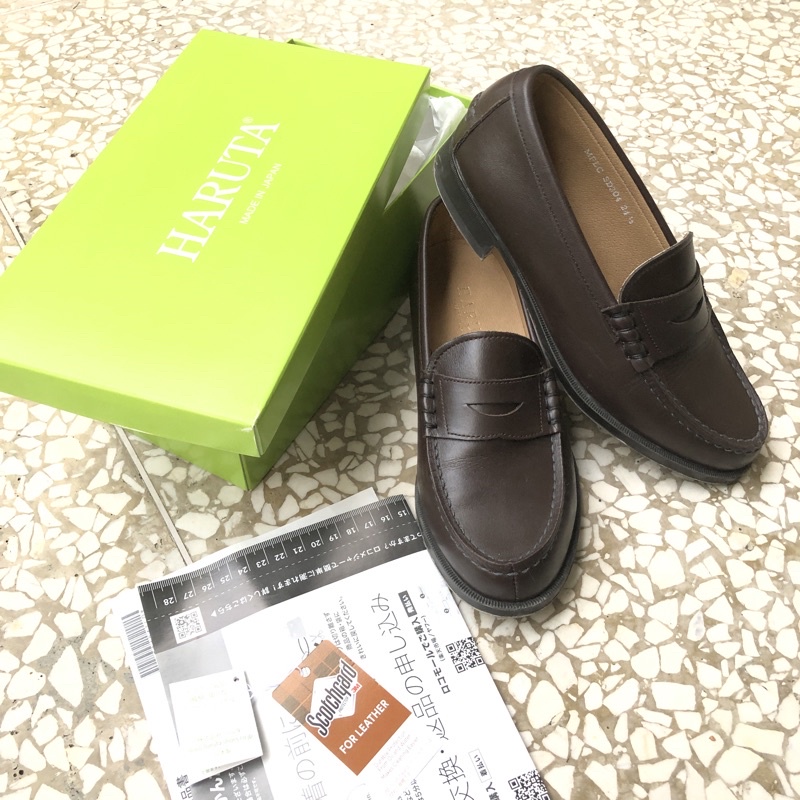 HARUTA 24.5cm 日本製 真皮 防油防污技術 完售款式 真皮 深咖 樂福 皮鞋 日本 正規 購入 附購買證明 | 蝦皮購物