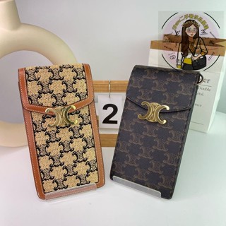 Shaw二手 Celine TRIOMPHE 凱旋門 老花 帆布 直式 手機 收納袋 手機包 現貨 | 蝦皮購物