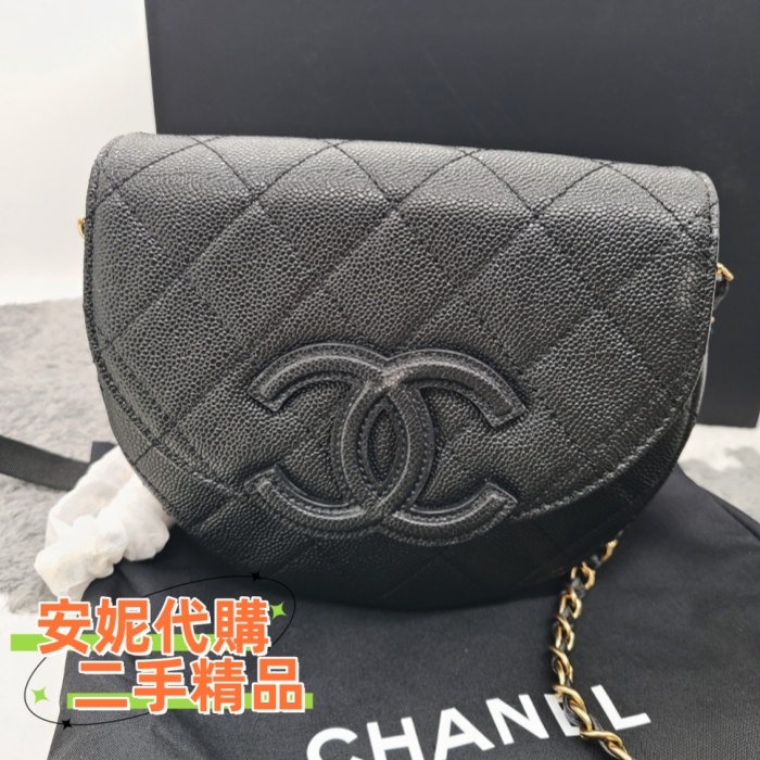 二手免運 CHANEL 香奈兒 AS3919 23p新款 黑色 荔枝牛皮 大雙c 馬鞍包 鏈條包 肩背包 斜背包 | 蝦皮購物