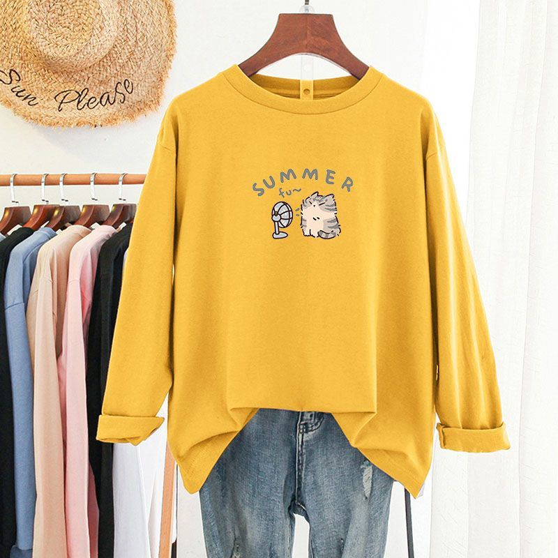 M-5XL台灣现貨 胖mm大碼長袖T恤女 韓版上衣 長袖上衣女 春秋大碼女裝 遮肚子顯瘦休閑上衣女 大尺碼T恤 圓領上衣 | 蝦皮購物