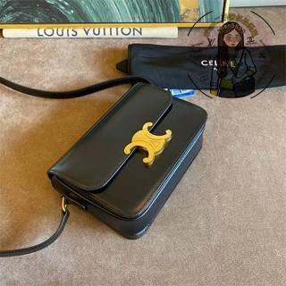 Shaw二手 CELINE 賽琳 Teen TRIOMPHE 凱旋門黑色光面牛皮小號肩背包 斜背包 豆腐包 小方包 現貨 | 蝦皮購物