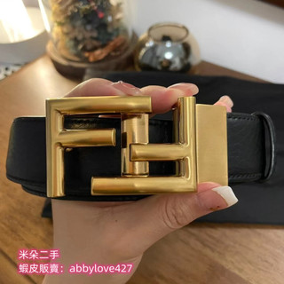 二手 FENDI 芬迪 男女同款黑棕色雙面粒面牛皮雙F標識 休閒商務皮帶 腰帶 7C0344-70J-F05TC | 蝦皮購物