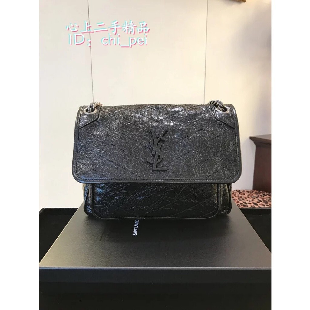 二手 SAINT LAURENT YSL NIKI 中款 28CM 翻蓋 郵差包 雙鏈風琴包 流浪包 633158 | 蝦皮購物