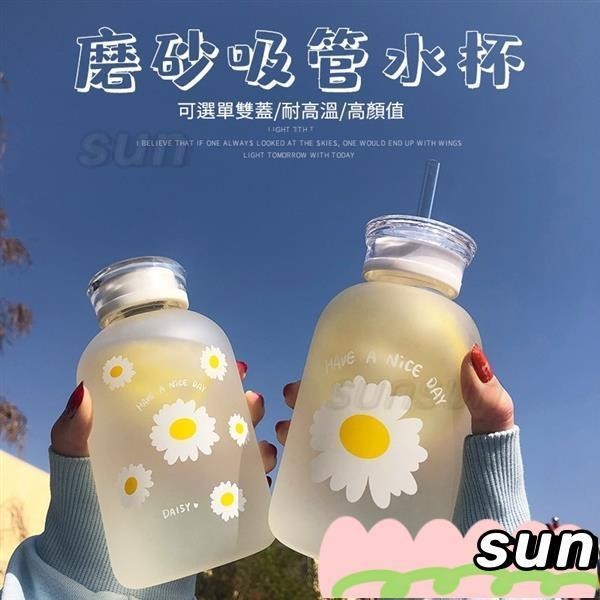 可愛創意ins少女吸管玻璃杯 含蓋 夏天韓版水杯 玻璃水壺杯子 飲料杯玻璃杯 吸管杯 480ML 清新帶吸管 情侶杯 | 蝦皮購物