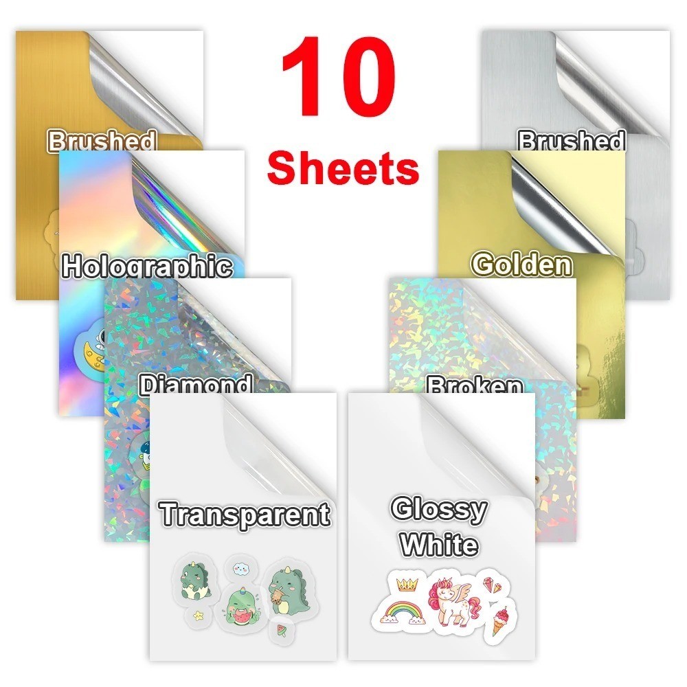 PVC Vinyl Sticker Paper Sheet A4 Size - 10 Sheets, InkJet Pr | 蝦皮購物