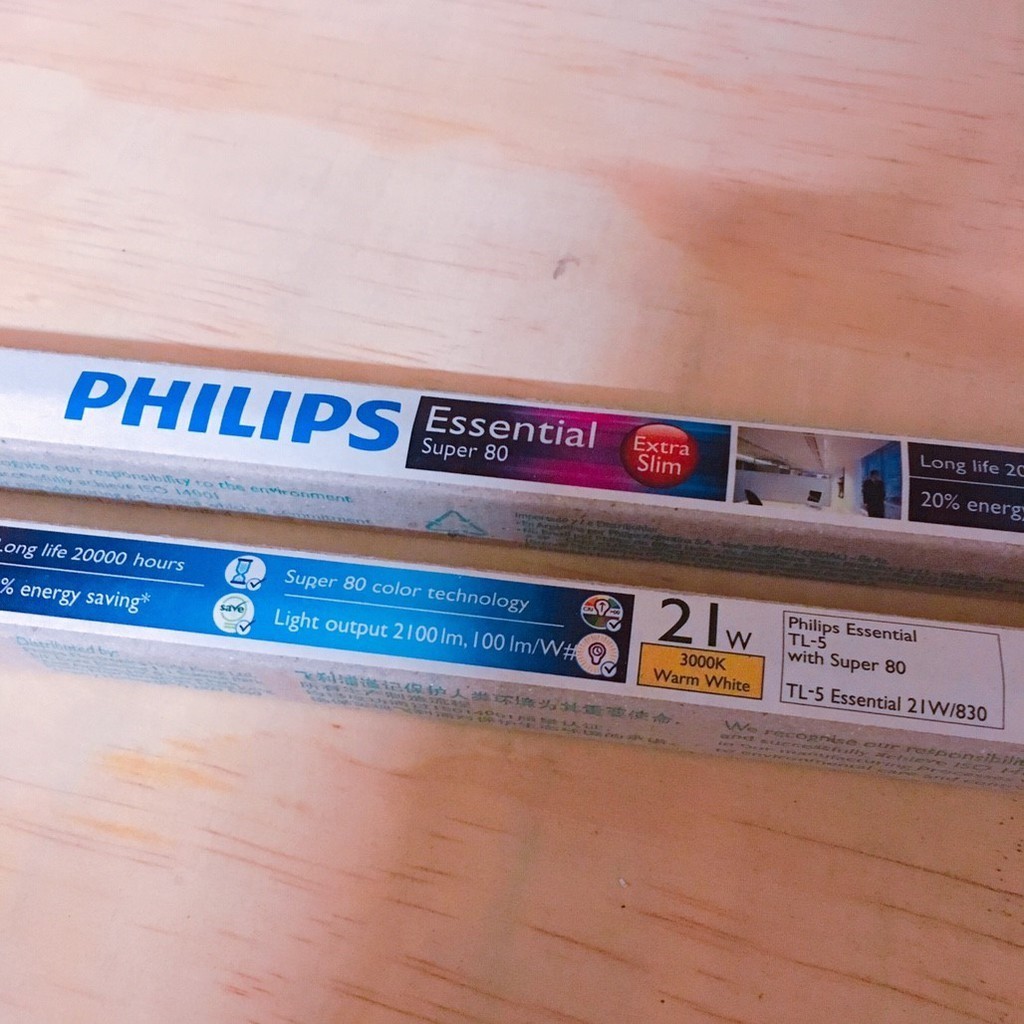 PHILIPS 飛利浦 T5 21W 830 865 日光燈管 Essential Super 80 演色性佳 | 蝦皮購物