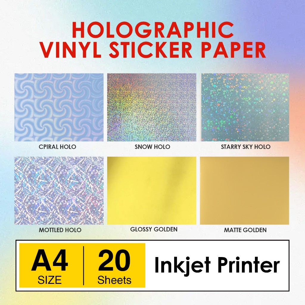 [New#] Holographic Sticker Paper A4 Vinyl Waterproof Sticker | 蝦皮購物