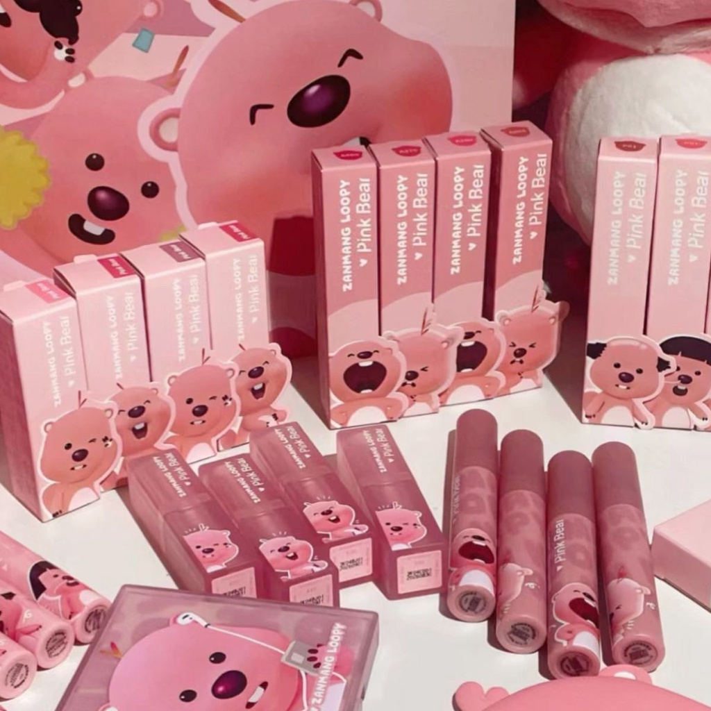 新款 pinkbear皮可熊loopy脣釉脣泥口紅 係列聯名限定pinkbear讚萌露比唇釉 皮可熊唇釉 | 蝦皮購物