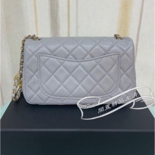 現貨二手 CHANEL 香奈兒 金球mini coco 20 灰色 金鏈 羊皮 肩背包 斜背包 AS1787 實拍 | 蝦皮購物