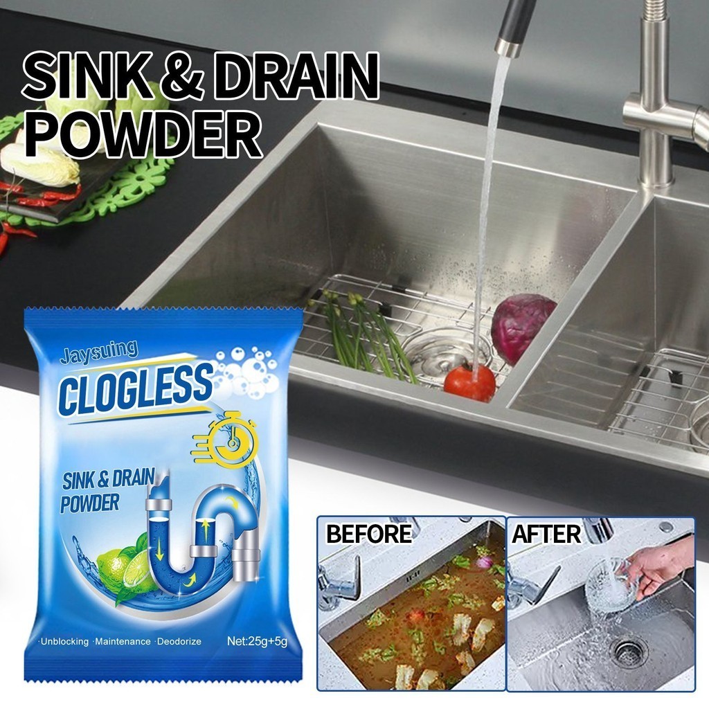 Jaysuing drain clog removal powder kitchen sewer toilet clog | 蝦皮購物