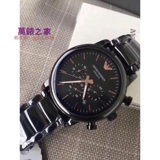 高端 阿瑪尼手錶 Emporio Armani AR1509陶瓷三眼計時腕錶-黑x44mm | 蝦皮購物