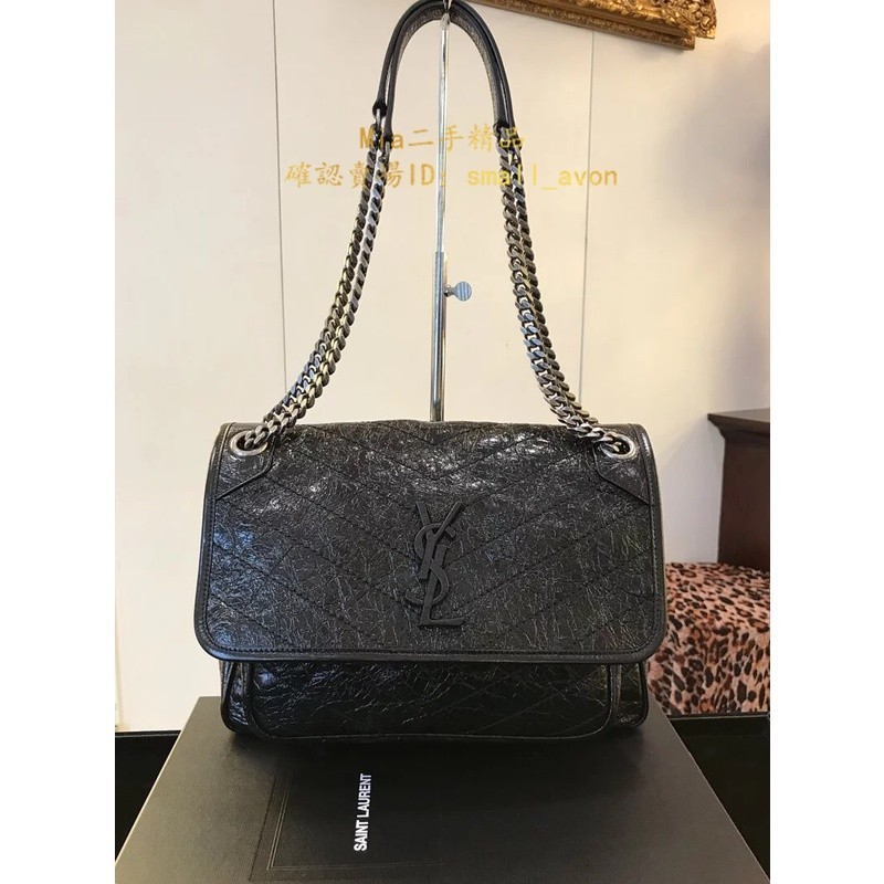 Mia二手 SAINT LAURENT 聖羅蘭 YSL 633158 NIKI 中號 28CM 銀鏈 郵差包 流浪包 | 蝦皮購物