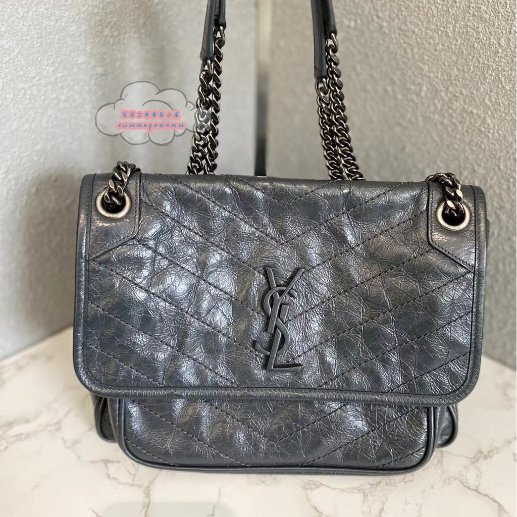 （精品二手） Saint Laurent聖羅蘭YSL NIKI中號灰色郵差包/流浪包/單肩包/斜背包498894 | 蝦皮購物