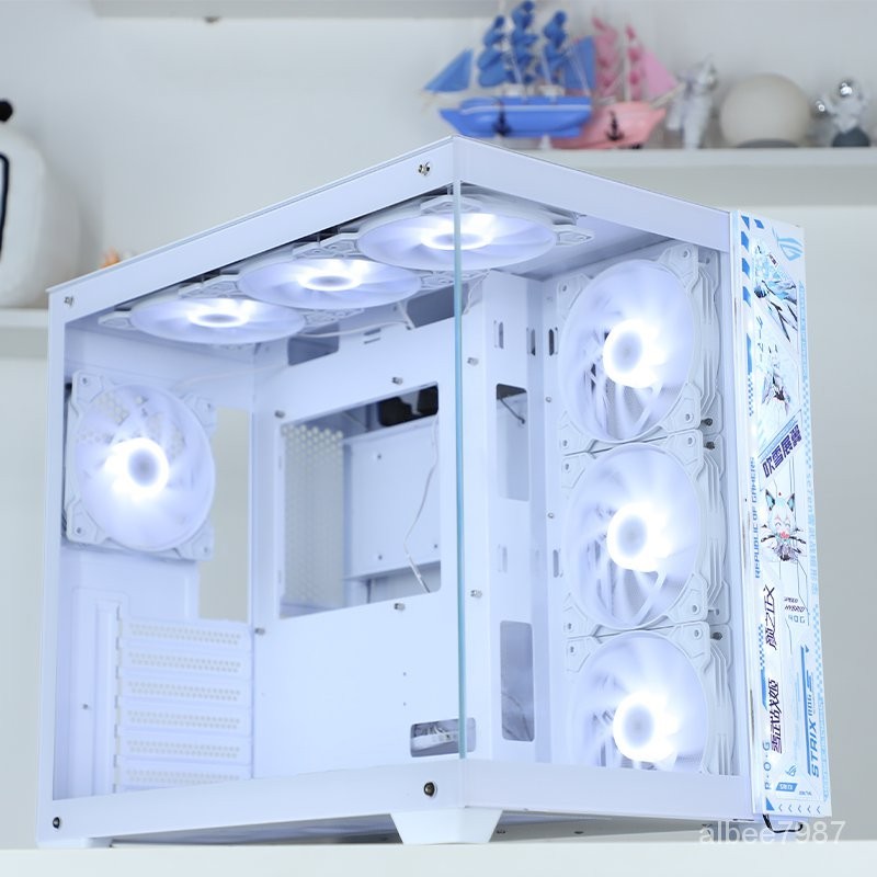 航嘉S980龍捲風全景側透無立柱海景房ATX主闆臺式機360水冷機箱 | 蝦皮購物