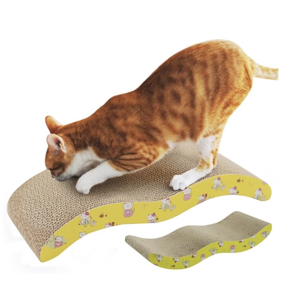 Cat Scratch Board with free Catnip, W Shape Double Sided Scr | 蝦皮購物