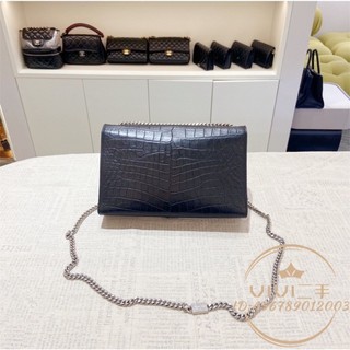 YSL kate 銀標流蘇包 354119 聖羅蘭 信封包 鱷魚紋 中號 鏈條小方包 單肩包 斜挎包 | 蝦皮購物