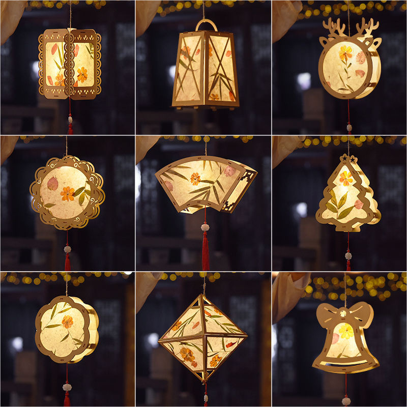 中秋節創意古風燈籠diy手工材料包兒童自制diy花燈創意手提發光燈|中秋|手作燈籠|【33小店】 | 蝦皮購物