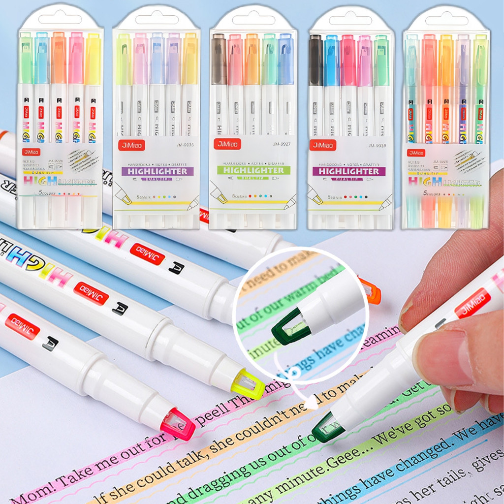 6pcs/box Window Highlighter Double-Headed Student Key Marker | 蝦皮購物