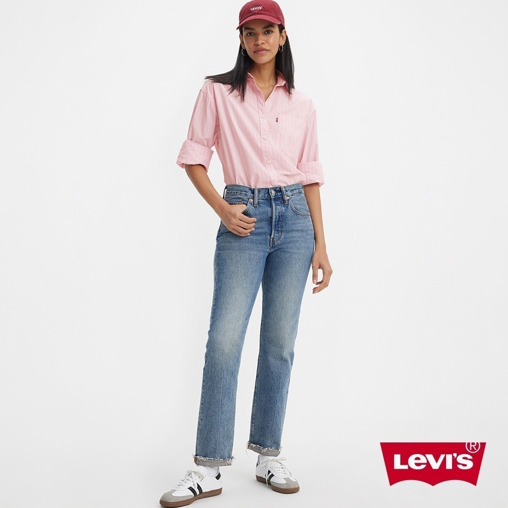 Levis 女款 501高腰合身排釦直筒牛仔長褲/有機面料/不收邊褲管/淺藍水洗 熱賣單品 A8423-0001 | 蝦皮購物