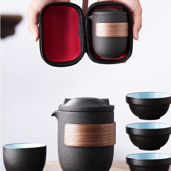 Ceramic Portable Tea Set Easy To Carry & Travel (1 Pot 2 Cup | 蝦皮購物
