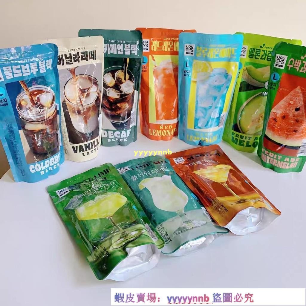 限時優惠 超低價 韓國進口GS25便利店youus友施榛子美式黑咖啡桃子藍檸檬果味飲料 | 蝦皮購物