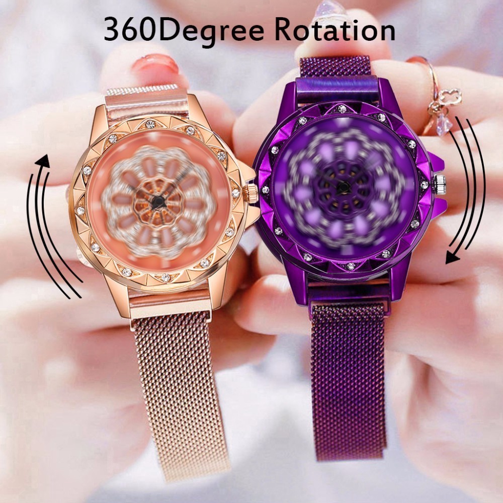 Women Lucky Flower Watch 360 Rotated Stainless Steel Quartz | 蝦皮購物